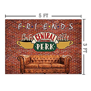 Red Brick Wall Sofa Coffee Shop Photography Backdrop Polyester Banner Friends Central Perk Pub Photo Background for Portraits Photo Booths Studio Props 5x3ft Party Supplies