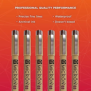 Sakura Pigma 50037 Micron Blister Card Ink Pen Set, Black, 03 6CT