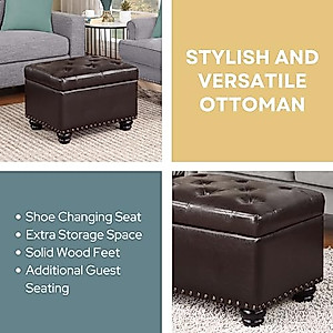 Convenience Concepts 163010E Ottoman, 24"L x 18"W x 18"H, Dark Espresso