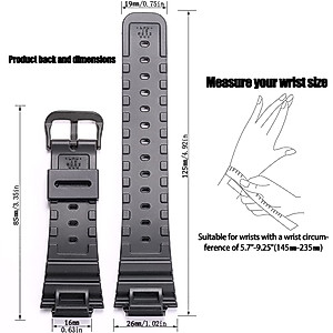 MCXGL 16mm Unisex Resin Strap Compatible with G-Shock DW5600 GW-M5610 DW6900 GW-6900 DW-6600 Outdoor sports Rubber Watchband