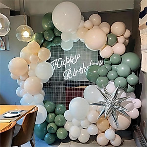 150pcs Sage Green Balloons Different Sizes Pack, 18 12 10 5 Inch Party Balloon Garland Arch Kit for Birthday Dinosaur Baby Shower Jungle Forest Theme Party Decorations(With 2 Ribbons)