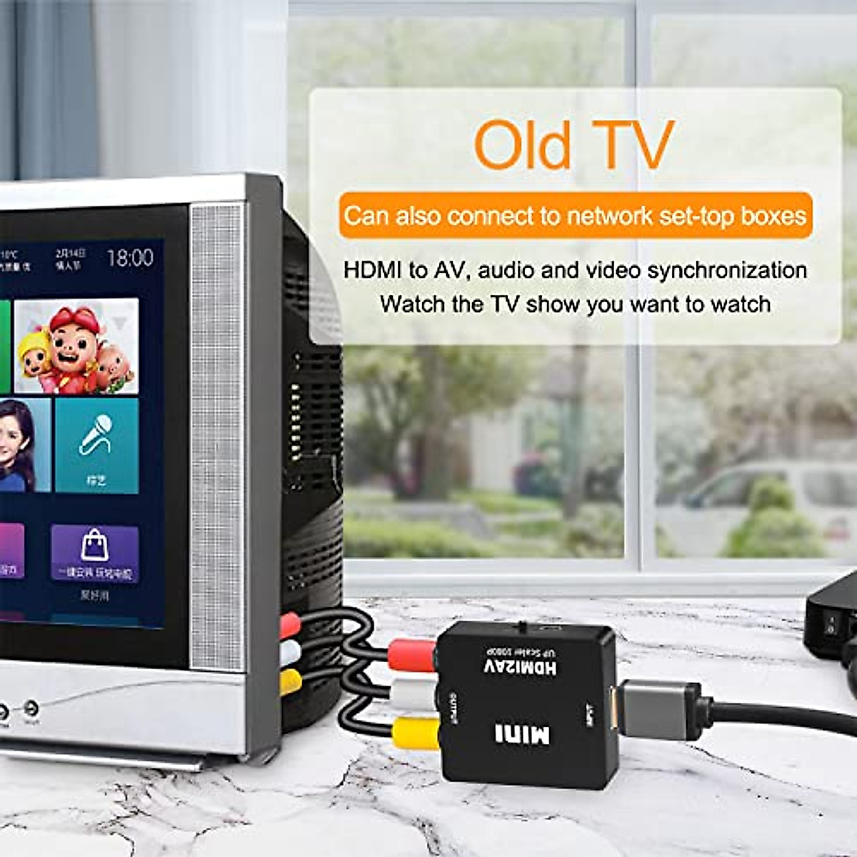 HDMI to AV Converter, HDMI to RCA Adapter, 1080p HDMI to AV 3RCA CVBs Composite Video Audio Converter Adapter for TV/PS3/VHS/VCR/DVD/PC/Blu-Ray DVD