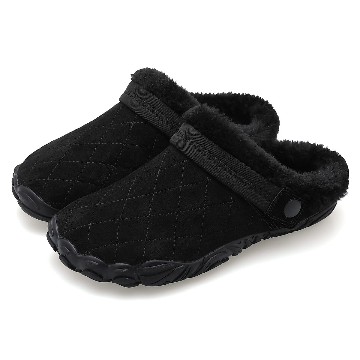 Besroad Soft Plush Lightweight House Fuzzy Slides Slippers for Women Fur Home Outdoor Shoes New All Black 7.5 Women/6 Men