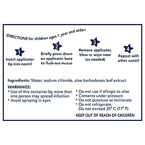 Vicks Sinex, Children's Saline Nasal Spray, Drug Free Ultra Fine Mist with Hint of Aloe, Ages 1+, Fast Everyday Stuffy Nose Relief for Kids, Clear Mucus from a Cold or Allergy, 5 OZ x 2