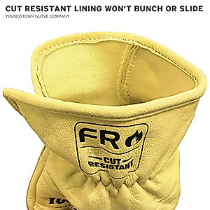 Youngstown Glove Leather Ground Utility Gloves for Men - Kevlar Lined - Cut, Puncture, Flame Resistant, Arc Rated, - Tan, X-Large