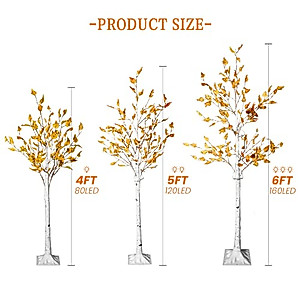 Recaceik Light Fall Maple Trees with 360 LEDs, Set of 3 Artificial Pre-Lit LED Christmas Tree Maple Leaf 4' 5' 6' for Autumn Fall Decor Halloween Thanksgiving Festival Wedding Party, White