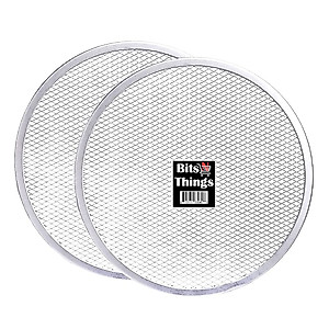 Bits N Things Pizza Screen 12 inch Seamless Round, 2 Pack Aluminum Mesh Pizza Screen, Baking Tray for Home Kitchen Restaurant