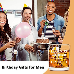 Futtumy Legends Are Born In October, 10 Oz Whiskey Glass, Birthday Gifts for Men, October Mens Birthday Gifts, 40th 50th 60th Mens Birthday Gift Ideas for Dad Grandpa Husband Son Uncle Coworkers