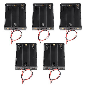 ACEIRMC 5pcs 18650 Battery Clip 3 Slots 11.1V Plastic 18650 Battery Storage Box Case with Black and Red Wire Leads for 18650 Battery with Connect Lead