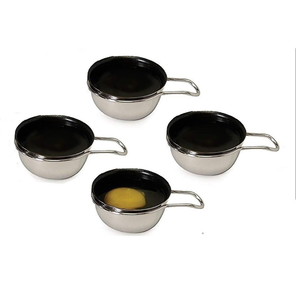 4 Pc Replacement Egg Cups Nonstick Coating - Black