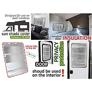 PetriStor 16 X 25 Sun Shield RV Reflective Door Window Cover Helps Protect Your RV from Harmful UV Rays and Regulates RV Temperature White