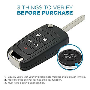 Keyless2Go Replacement for 5 Button Proximity Smart Key Cheverolet Buick GMC Remotes OHT05918179