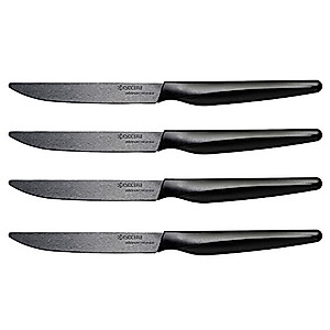 Kyocera 4-piece Ceramic Steak Knife Set, 4.5" Black
