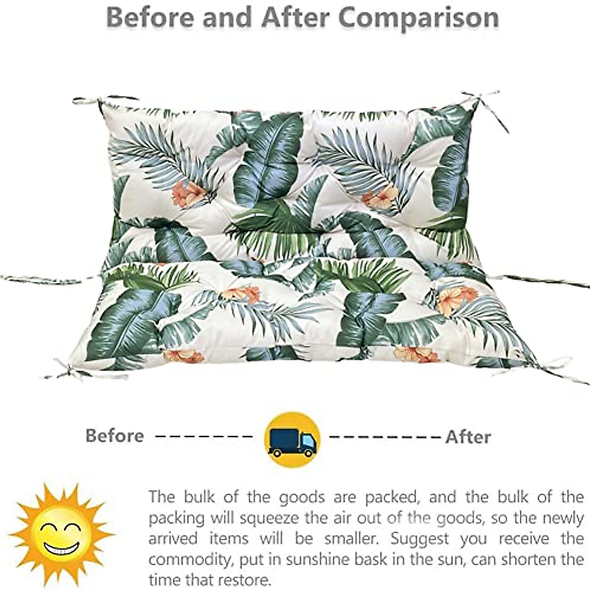 MASKMELLOW Swing Replacement Cushions with Backrest Outdoor Waterproof Overstuffed Bench Cushion 2-3 Seater for Garden Patio Furniture (Navy, 40 X 40 Inch)
