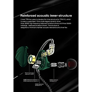 FEDAI TRN VX in Ear Earphone, 1DD+6BA Hybrid Driver 10mm Dual-Magnet DD HiFi in-Ear Earphones,Hybrid Driver HiFi in Ear Monitor with Magnesium Alloy Housing 0.75mm 2 Pin Cable (Without Mic, Green). …