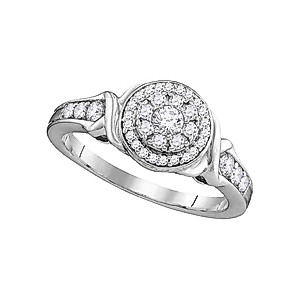 Dazzlingrock Collection 10kt White Gold Womens Round Diamond Solitaire Halo Bridal Wedding Engagement Ring 1/2 ctw