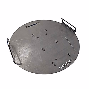 LavaLock Flat top Griddle Grate for UDS 55 Gallon Drum Smokers Grill Plate Also fits Weber Smokey Mountain WSM and Kettle Thick Steel with Handles