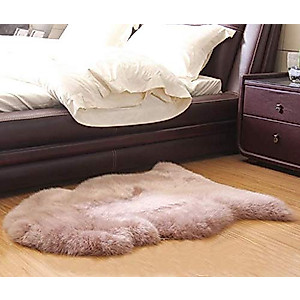 OKAYDA Genuine New Zealand Sheepskin Area Rug Soft Lambskin Decorative Rug for Bedroom Sofa Floor One Pelt