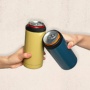 Slim Can Cooler for 12 Oz Skinny Can, Regular Can Double Walled Stainless Steel Vacuum Beverage Can Insulator for Hot and Cold Drinks