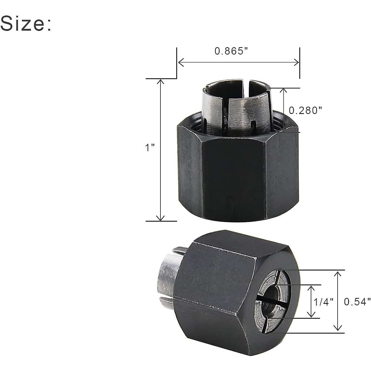 Thaekuns 2 piece Router Collet Kit 1/4" and 1/2" fits for Dewalt 326286-04, 326286-03, Bosch 2610906283, 2610906284, Hitachi 323-293, 323-421,Big Horn 19691,19693&RC025DW,RC050DW