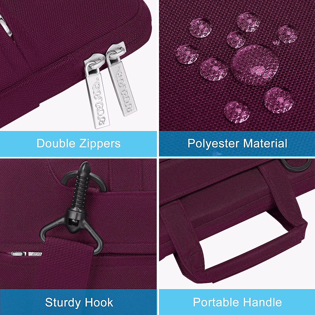 MOSISO Laptop Shoulder Bag Compatible with MacBook Air/Pro,13-13.3 inch Notebook,Compatible with MacBook Pro 14 inch 2023-2021 A2779 M2 A2442 M1, Polyester Sleeve with Back Trolley Belt, Burgundy