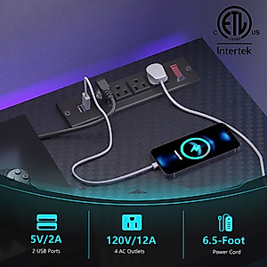 Bestier 55 inch LED TV Stand with Power Outlet, LED TV Stand for Xbox, Gaming Entertainment Center with Storage for 55/60/65inch TV,Modern TV Cabinet for Living Room Black