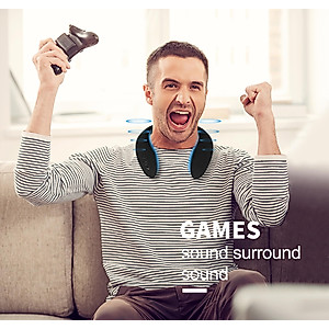 JQKZH Neckband Bluetooth Speaker, Neck Bluetooth Speaker Wireless, Wearable Bluetooth Speaker System for Gaming, Movies and Music, True 3D Stereo Surrounding