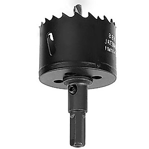 KEILEOHO 2 Inch 51 MM Black Hole Saw with Heavy Duty Arbor, Drill Bit and Hex Wrench for Cornhole Boards, Plywood, Iron Board, Acrylic, Ducts, Ceiling Lights, Cinder Wall