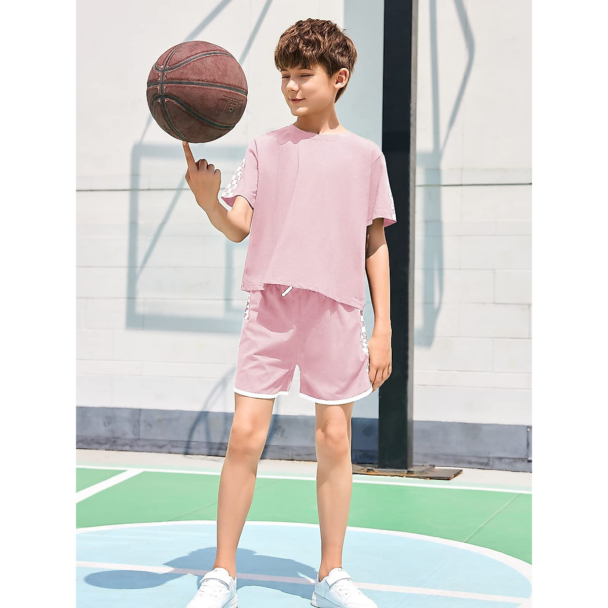 CNJFJ Cute Outfits For Girls 10-12 Years Old Plaid Shorts Sleeve Crop Tops And Shorts Sets