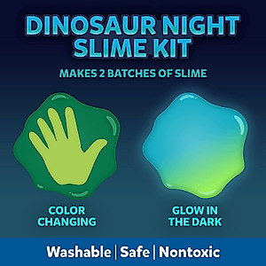 Elmer’s Glue Slime Kit, Dinosaur Night, Makes Color Changing and Glow in the Dark Slime, Includes Liquid Glue and Slime Activator, 4 Count