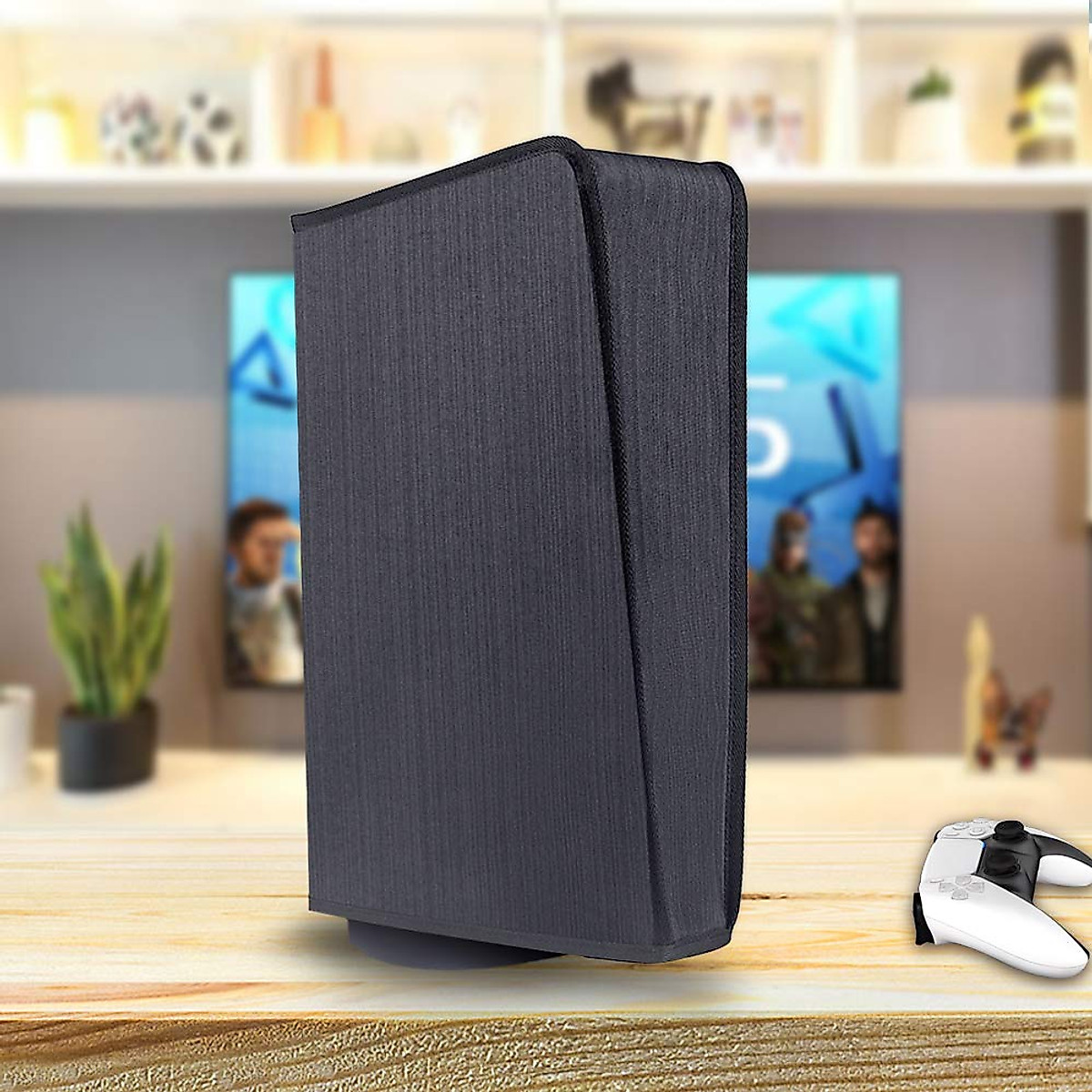 PS5 Nylon Comfortable Lining Dust Case, Anti-Scratch Waterproof Cover for Playstation 5 Digital Edition/Ultra HD Console (Ultra HD&Digital Edition, Black 4)