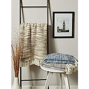 DII Blue Tone Diagonal Stripe Acrylic Throw