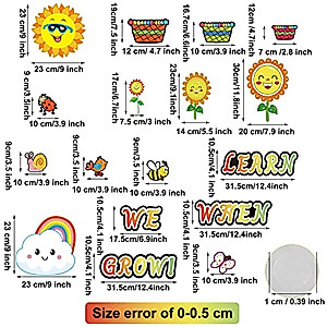 34 Pieces Spring Sunflower Classroom Bulletin Board Set Springtime Blooms Flowers Cutouts Colorful Butterfly Bee Bird Sun Clouds Cutouts When We Learn We Grow Bulletin Board Decor