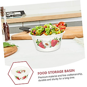 Veemoon 2pcs Cm Fruit Holder Tray Gadget Enamels Serving Keeper Household Oil Bowl Washing Beating Noodles Platter Salad Pot Travel with Camping Container Plates Lid Food Dough Retro Soup