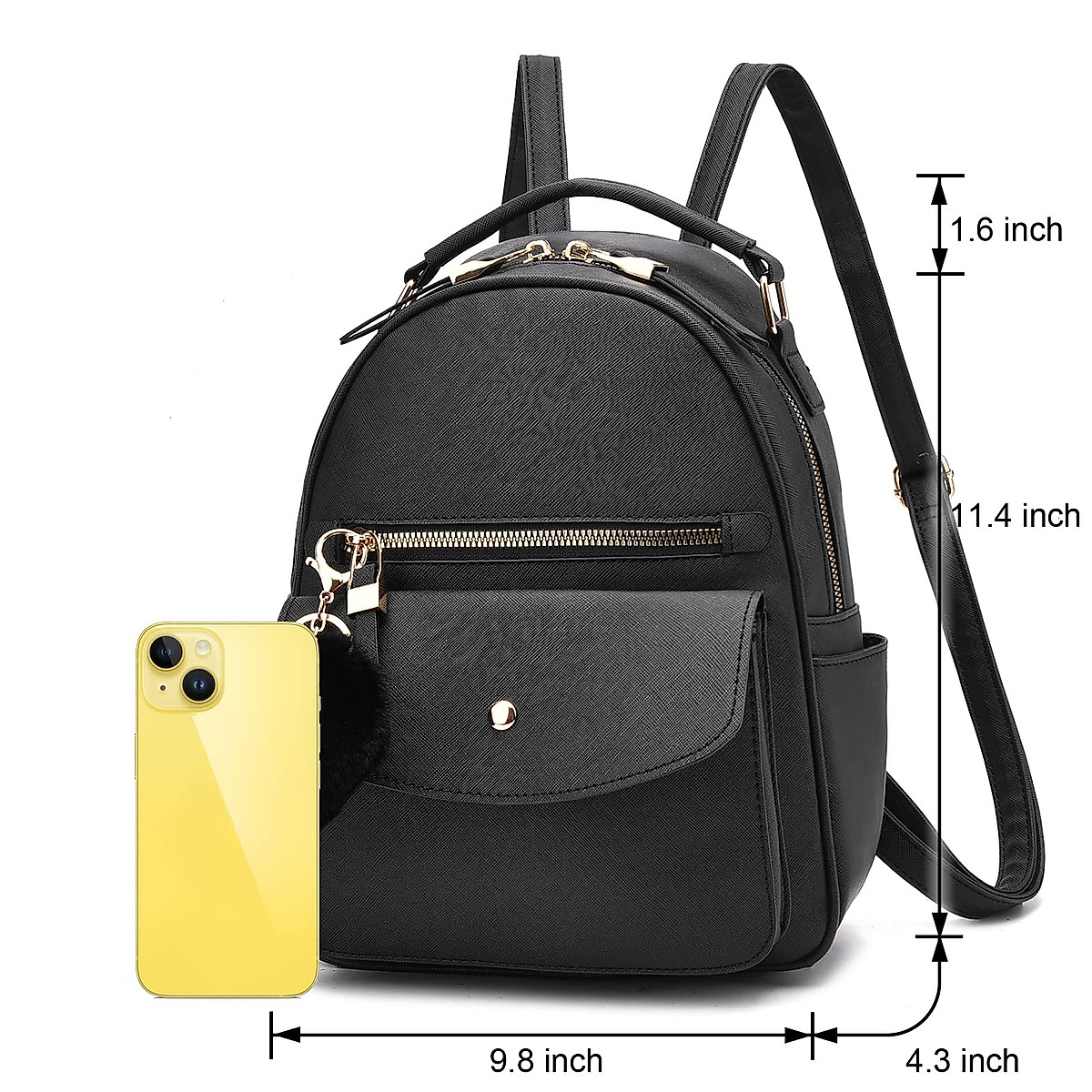 I IHAYNER Mini Backpack for Women Small Backpack for Ladies Leather Backpack Purse Designer Travel Satchel Bags with Pompom