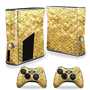 MightySkins Skin Compatible with X-Box 360 Xbox 360 S Console - Gold Tiles | Protective, Durable, and Unique Vinyl Decal wrap Cover | Easy to Apply, Remove, and Change Styles | Made in The USA