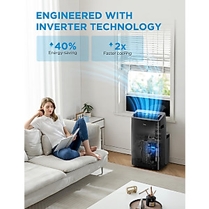 Midea Duo 14,000 BTU (12,000 BTU SACC) Smart HE Inverter Ultra Quiet Portable Air Conditioner with Heat-Cools Up to 550 Sq. Ft., Works with Alexa/Google Assistant, Includes Remote Control & Window Kit