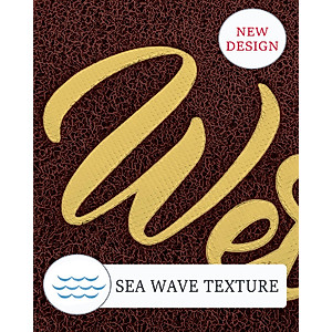 T.HENV Welcome Mat Outdoor, 30x17.5 Waterproof All-Season Front Door Mat Outside Entrance, All-Weather Quick Drying, Low Profile Doormat Indoor, Patio Porch Entryway Mat, Brown-Gold