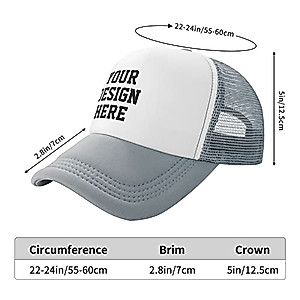 Generic Custom Trucker Hat Custom Hat for Men Sun Cool Dad Hat Personalized Mens Gray Trucker Hat