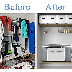 combocube 3Pcs Jumbo Zippered Storage Bag for Closet King Comforter, pillow, quilt, bedding, Clothes, Blanket Organizers with Large Clear Window & Carry Handles Space Saver