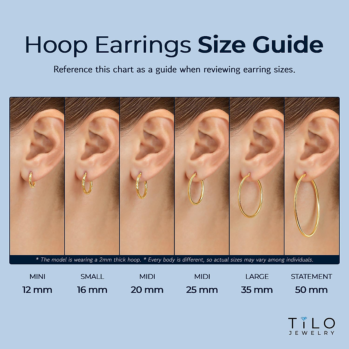 14k Yellow Gold 2mm Tube Polished Round Hoop Earrings, 25mm (1 inch Diameter)…