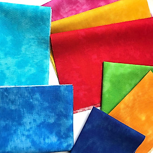 Misscrafts Quilting Fabric 100% Cotton Craft Fabric Bundle Squares Fat Quarters Multicolored for Patchwork DIY Sewing Scrapbooking (8 Pieces, Tie-dye, 20x25cm)