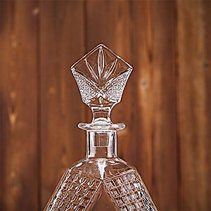 4 Piece Bourbon Decanter Set, Scotch Glasses and Decanter with Wooden Box, Personalized Decanter Set, Customized Decanter Set With Glasses For Men And Women Clear