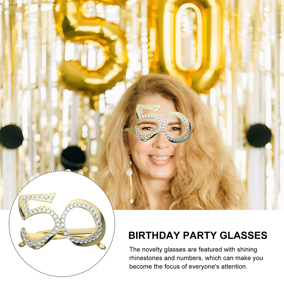 Abaodam 1 Pair Party Props Birthday Party Eyeglasses Rhinestone Eyewear Number Glasses Prop Birthday Decoration Number Birthday Eyeglass Birthday Glasses Beautiful Birthday Eyeglass
