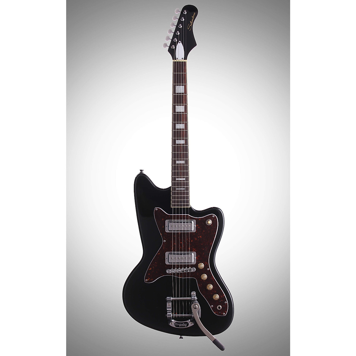 Silvertone 6 String Solid-Body Electric Guitar, Right, Gloss Black, standard (1478BK)