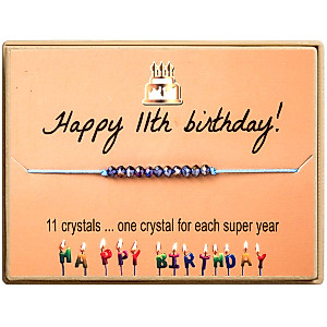 KGBNCIE 11th Birthday Gifts Bracelet for Girls 11 Crystal Beads for 11 year old Girl Adjustable Jewelry Gift for Her