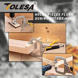 Metal Face Clamps for Woodworking - TOLESA 11 Inch Pocket Hole Jig Clamp Heavy Duty C Clamp Set Welding Clamps with Swivel Pad Adjustable Vise Grip Wood Clamp for Pocket Hole Joinery Cabinet Carpentry