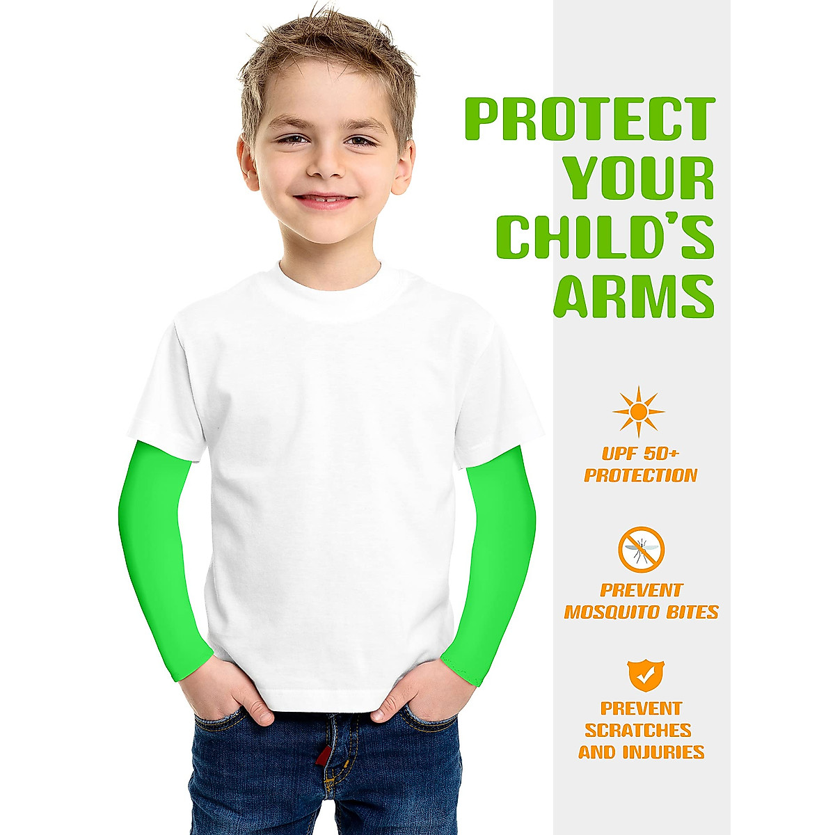 Geyoga 10 Pairs Kids Arm Sleeves Sun Protection Cooling UV Protection Sleeves Anti-slip Ice Silk Arm Covers for Boys and Girls (Mixed Colors, M Size)