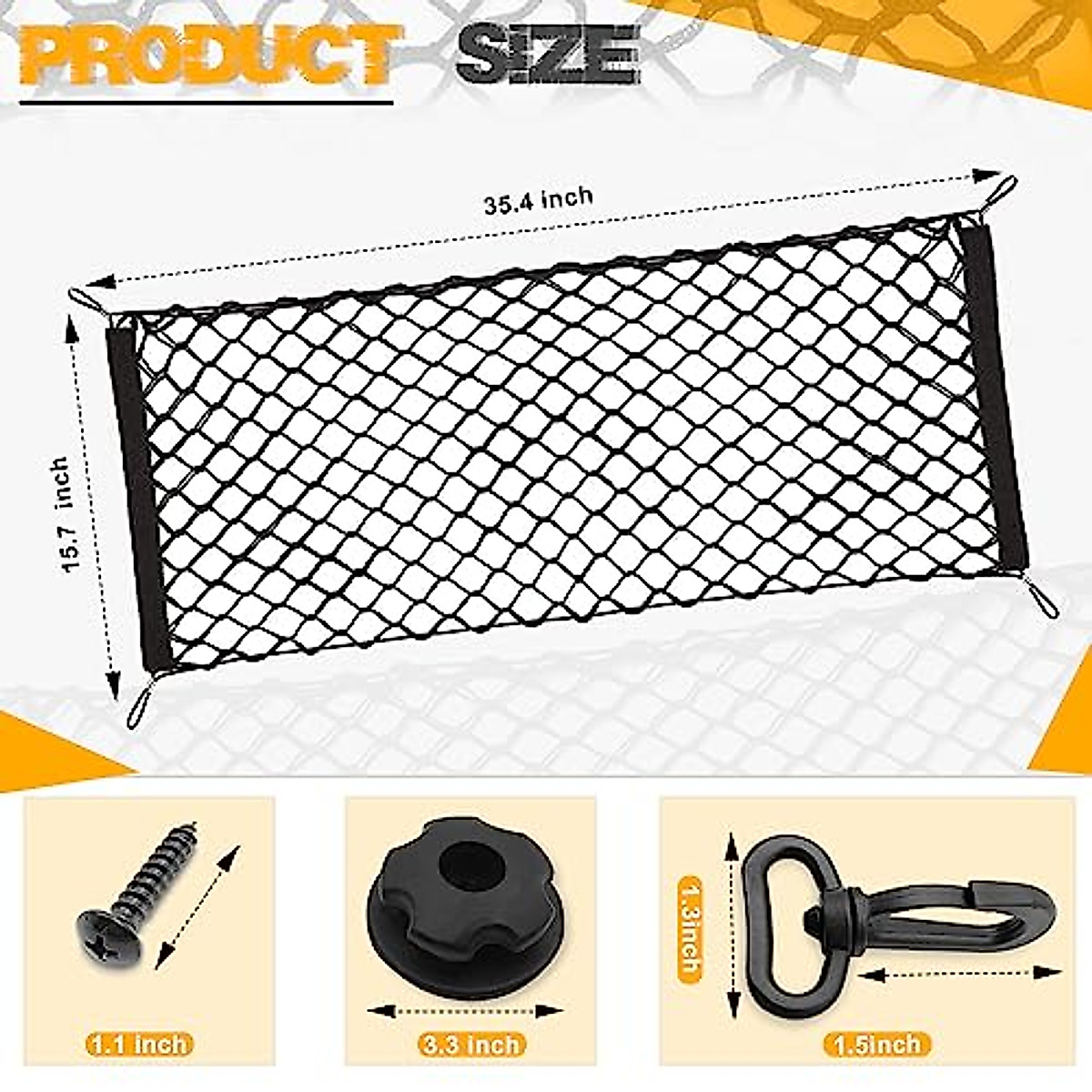 Car Cargo Net, Car Trunk Cargo Storage Organize Net Stretchable with Hooks,SUV Car Interior Accessories for Cars, Trucks, SUV, Car Interior Accessories(35.4x15.8 Inch)