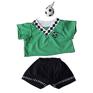 Green Soccer Uniform Outfit Teddy Bear Clothes Fits Most 14" - 18" Build-a-Bear and Make Your Own Stuffed Animals